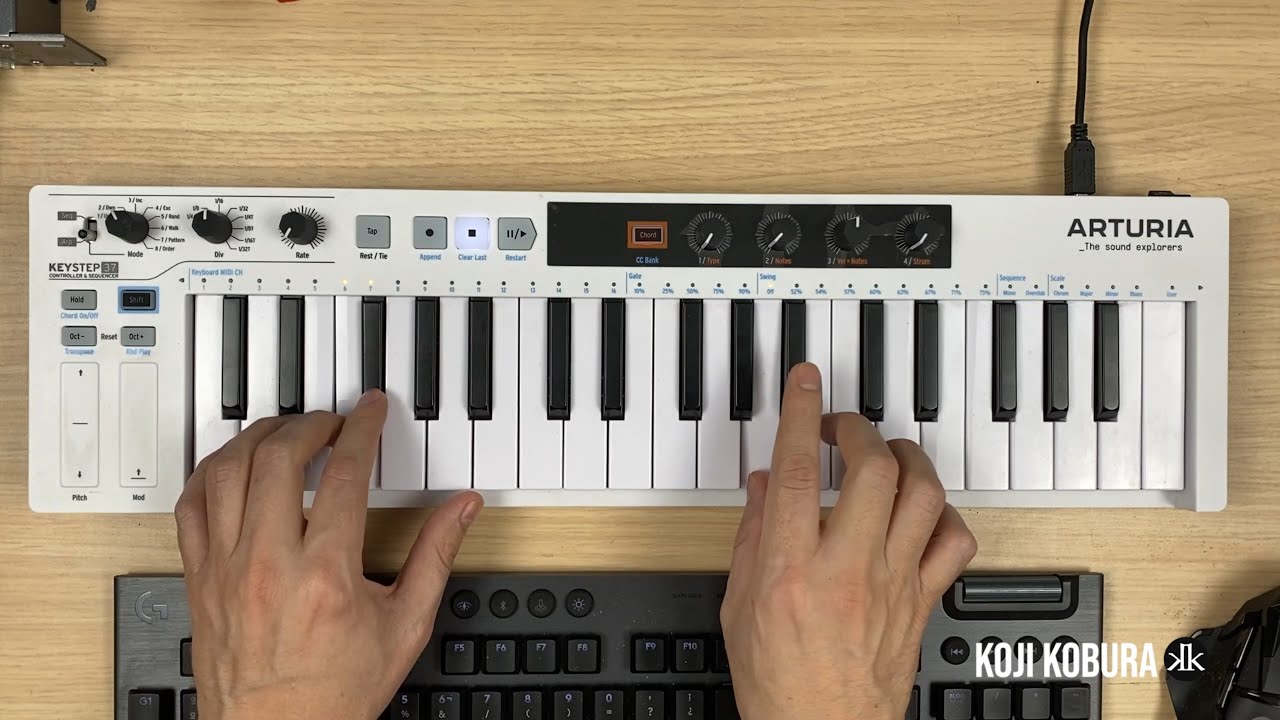 Playing iconic 80s music on synth.