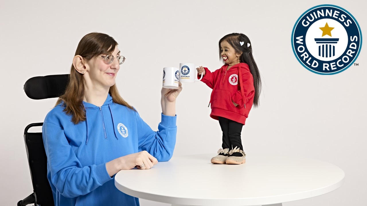 World's smallest and tallest women meet for the first time ever.